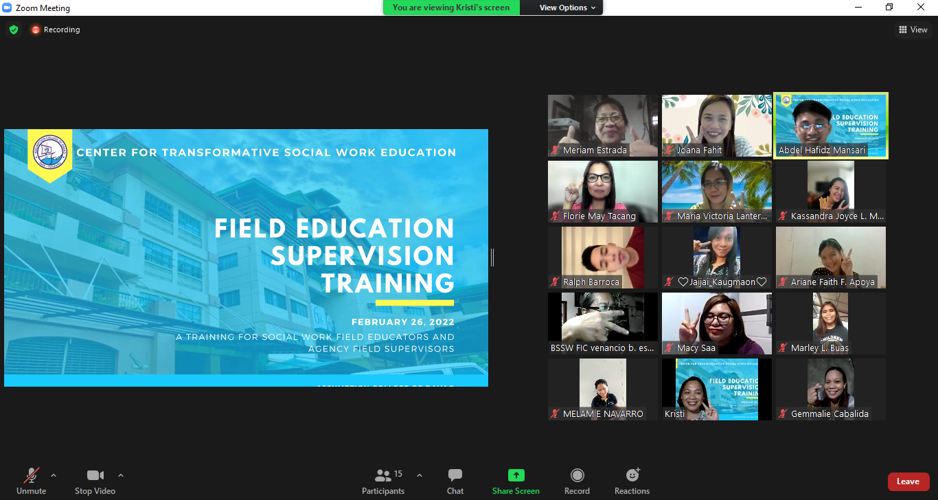 Fieldwork Education Supervision – Assumption College of Davao