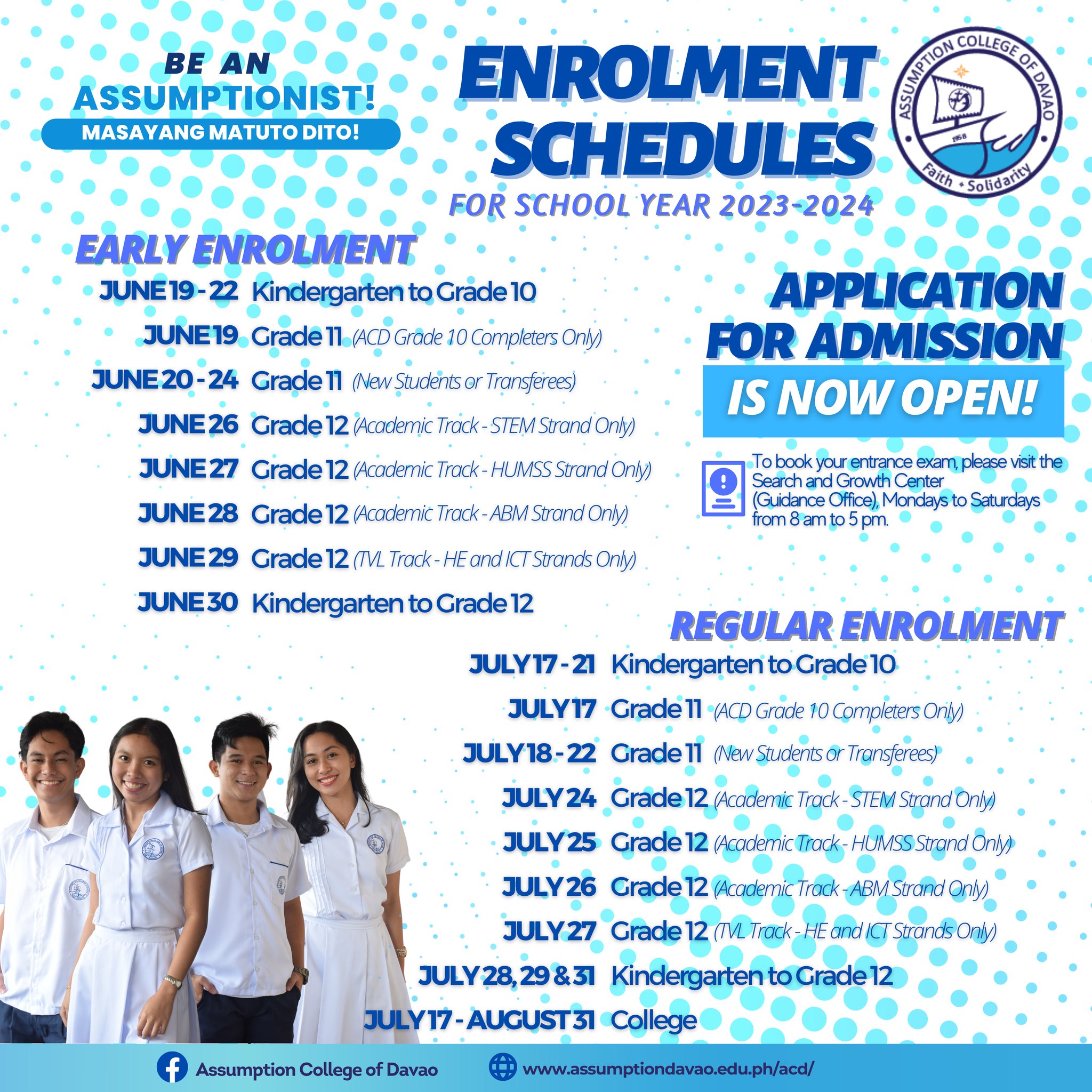 ENROLMENT SCHEDULE 2023-2024 – Assumption College of Davao